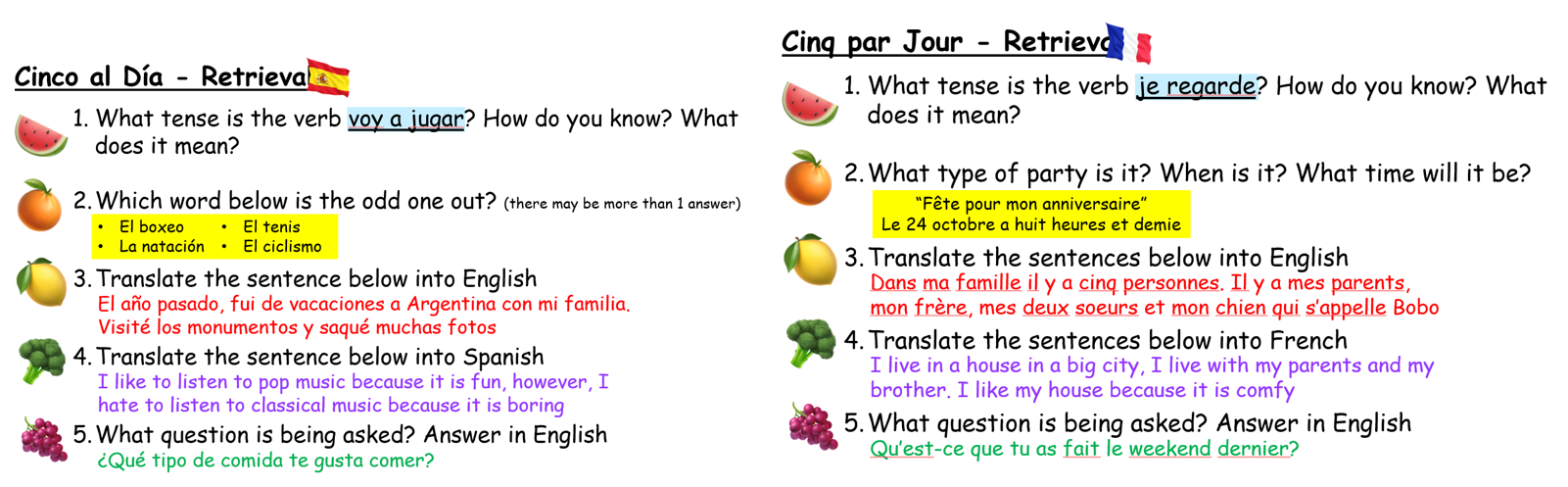 25+ ideas for retrieval starters – eclaireMFL
