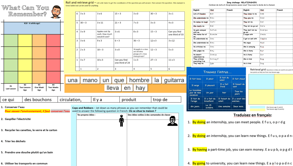 25+ ideas for retrieval starters – eclaireMFL